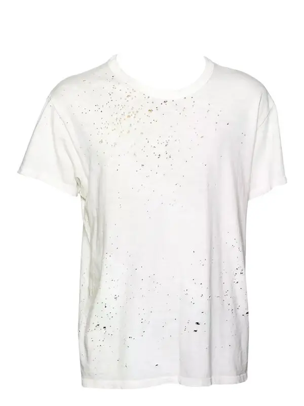 Amiri Pre-owned Distressed Crew-neck T-shirt - White