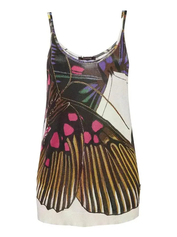 Roberto Cavalli Butterfly-print Tank Top - White