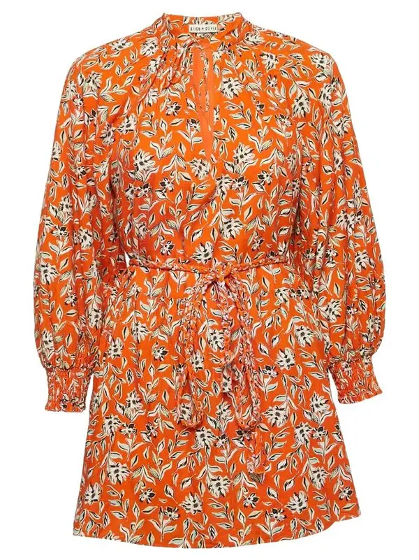 Alice + Olivia Floral-print Mini Dress - Orange