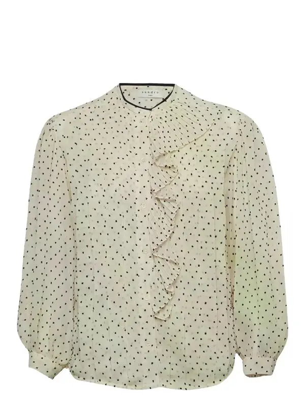 Sandro Pleated Dot Shirt - Neutrals