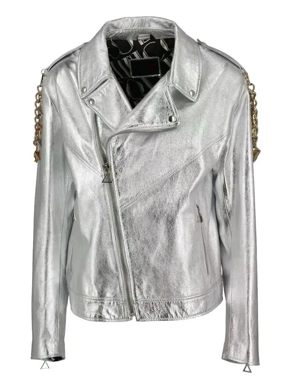 COLLINI MILANO Leather Jacket - Silver