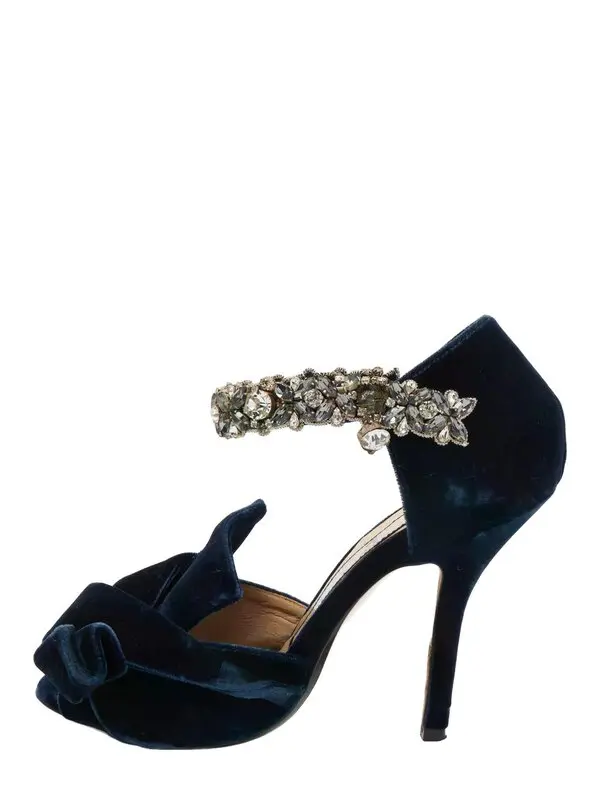 N°21 105mm Crystal-embellished Velvet Sandals - Blue