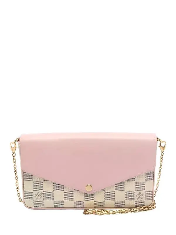 LOUIS VUITTON 2019 Félicie Damier Azur Chain Clutch - Pink
