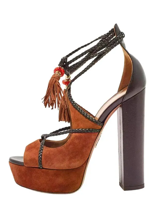 AQUAZZURA 140mm Tassel-embellished Sandals - Brown
