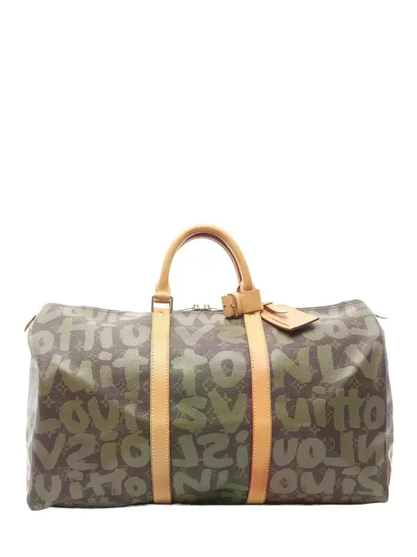 LOUIS VUITTON 2001 Keepall 50 Boston Graffiti Monogram Bag - Brown