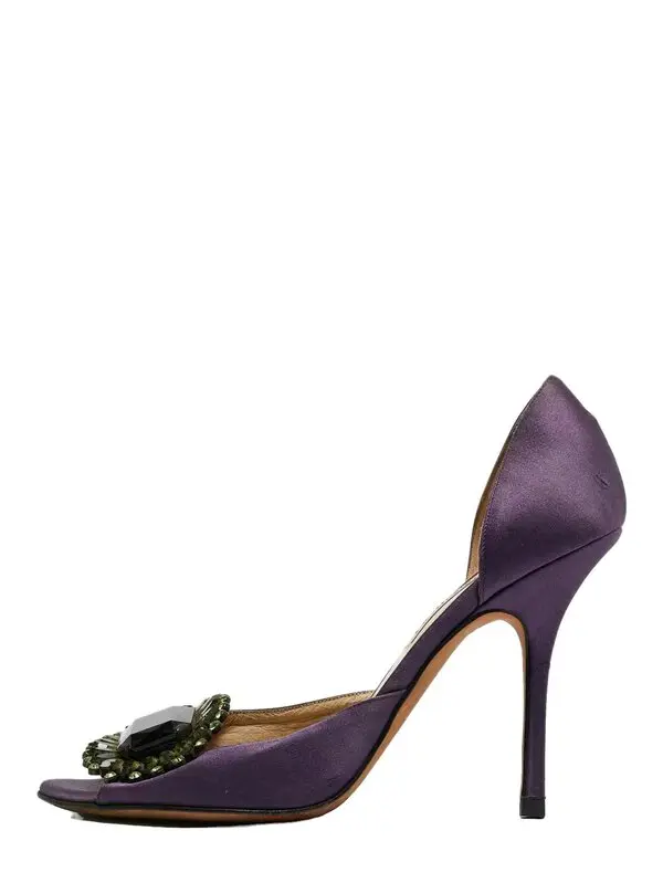 JIMMY CHOO 105mm Kendal Embellished Satin Pumps - Purple