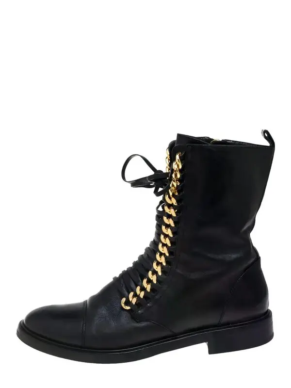 Casadei Leather Chain-embellished Boots - Black