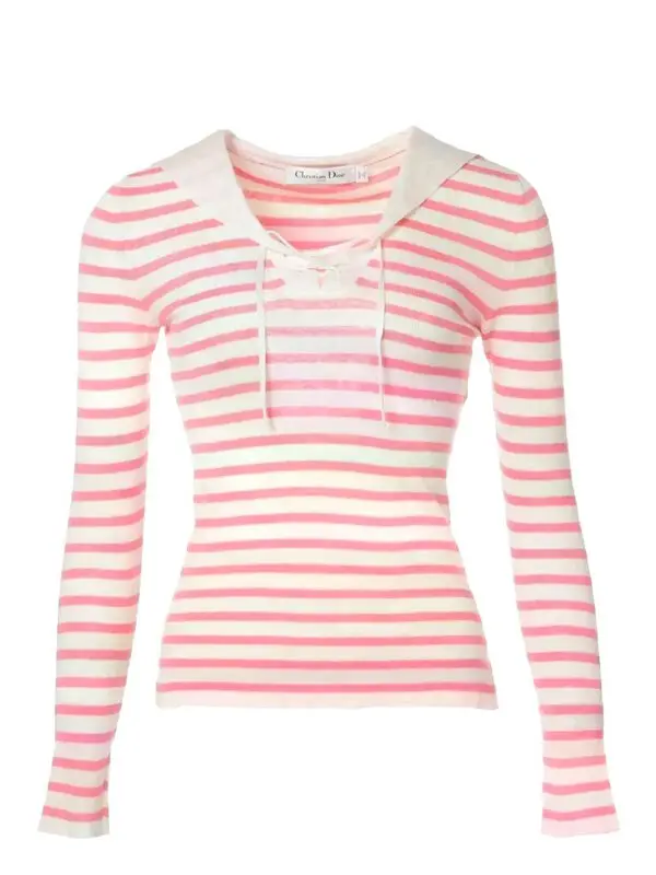 Dior Striped Pattern Sweater - White