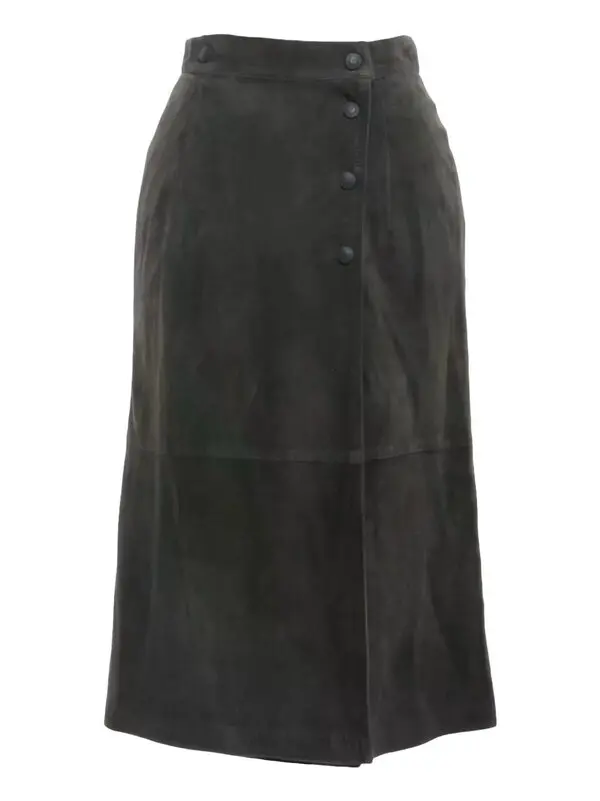 Gianfranco Ferre 1990s Suede Midi Skirt - Grey