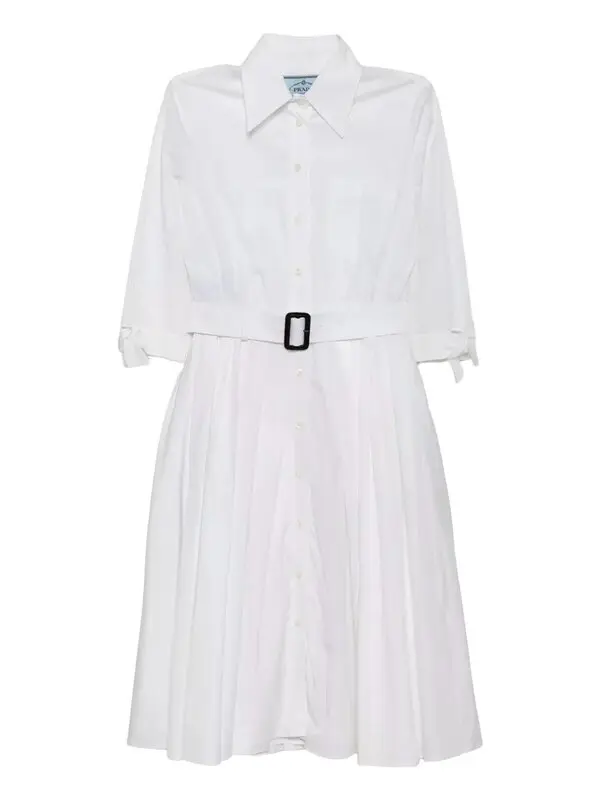 Prada Pleated Shirt Dress - White