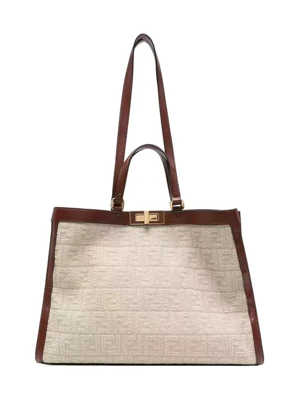Fendi Peekaboo Logo Tote Bag - Neutrals
