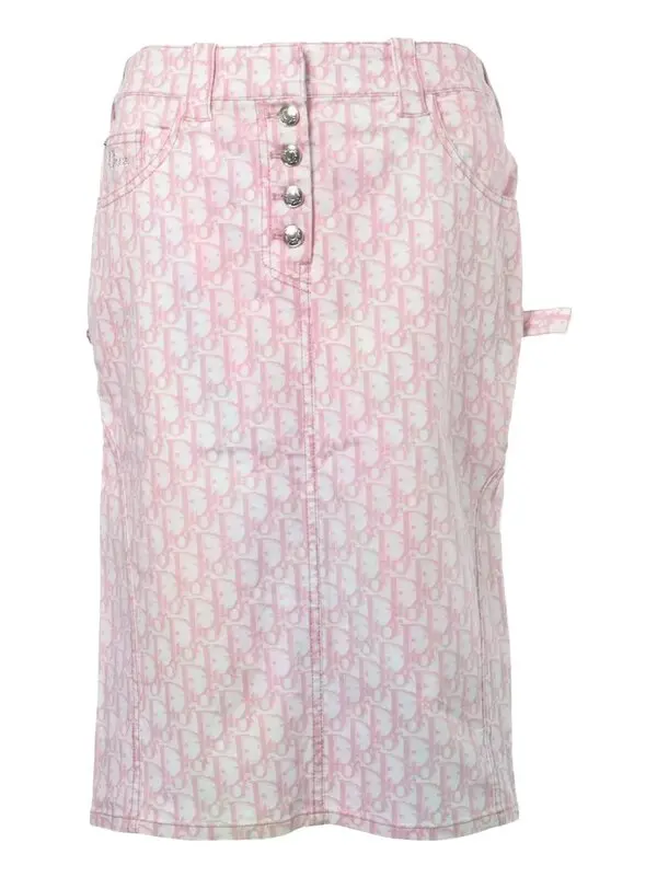 Dior 2004 Trotter-monogram Midi Skirt - Pink