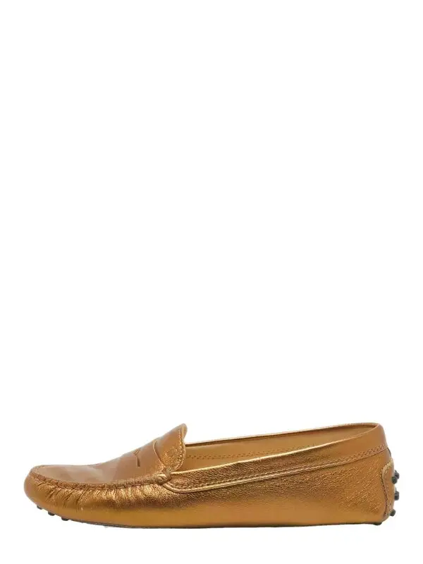 TOD'S Metallic Leather Loafers - Gold