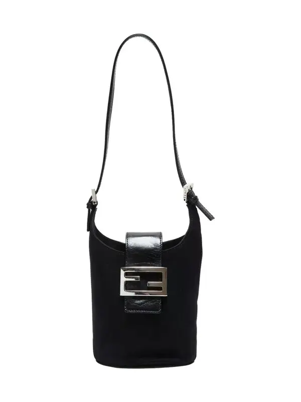 Fendi 2000-2015 Zucca Logo-plaque Shoulder Bag - Black