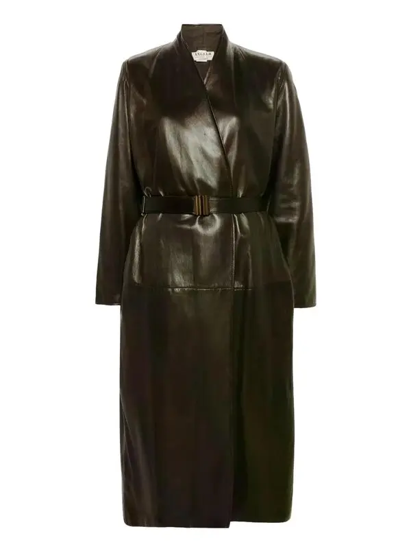 A.N.G.E.L.O. VINTAGE CULT 1990s Belted Leather Maxi Coat - Brown
