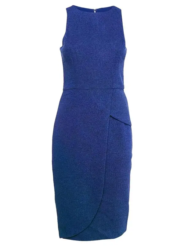 Badgley Mischka Tweed Sleeveless Midi Dress - Blue