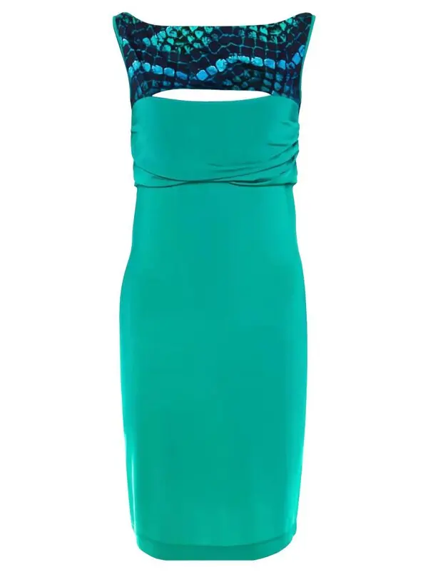 Just Cavalli Snakeskin Yoke Cut-out Midi Dress - Green