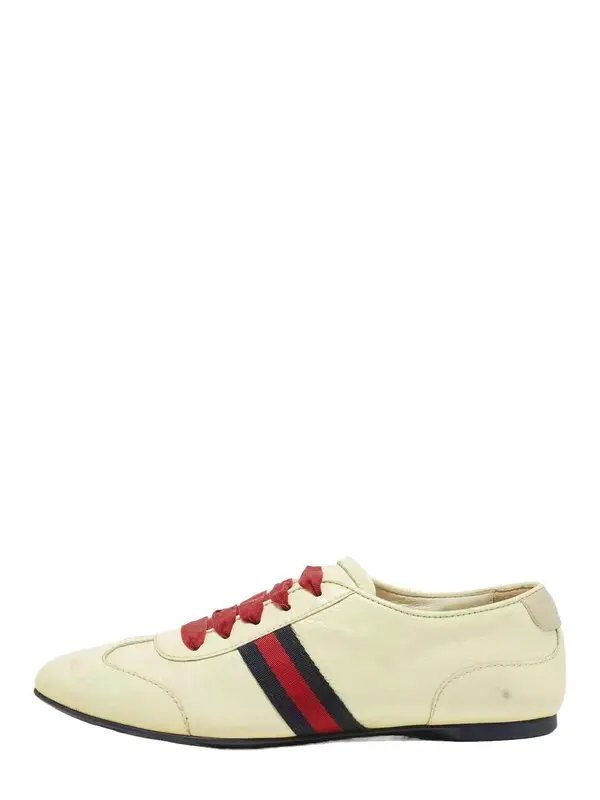 Gucci Web-stripe Leather Sneakers - Neutrals