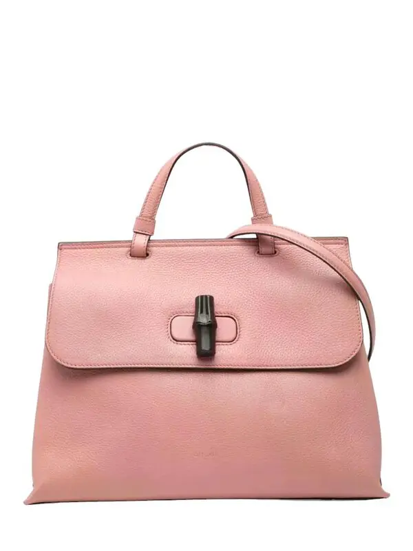 Gucci Leather Bamboo Daily Satchel - Pink