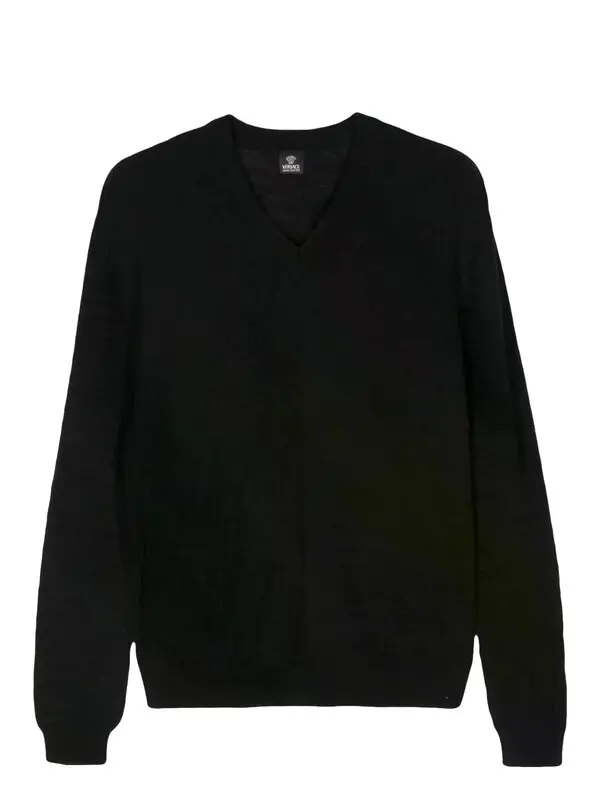 Versace 2005-2006s V-neck Wool Jumper - Black