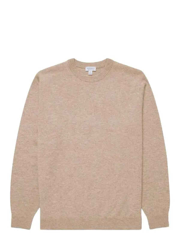 Sunspel Cashmere Crew Neck Sweater - Oatmeal Melange