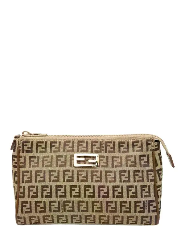 Fendi 2000-2010 Zucchino Canvas Pouch - Brown