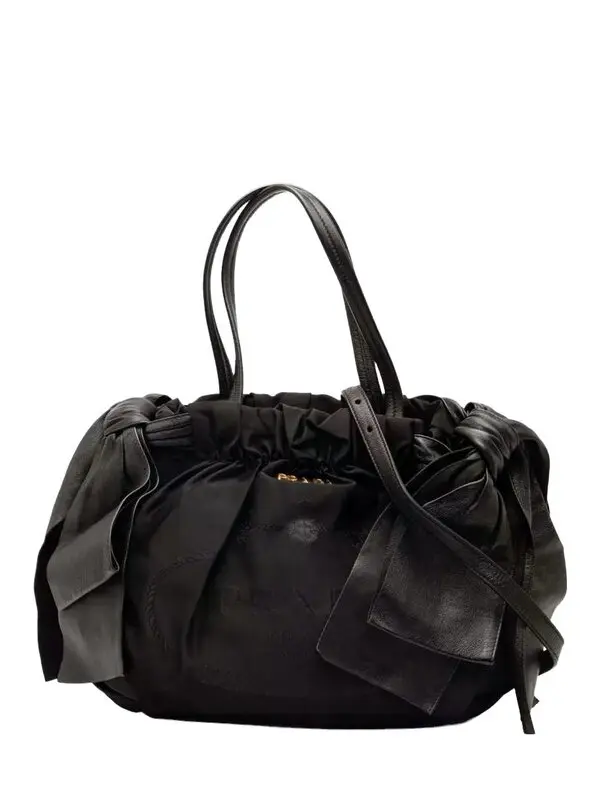 Prada Tessuto Logo Bow Satchel - Black