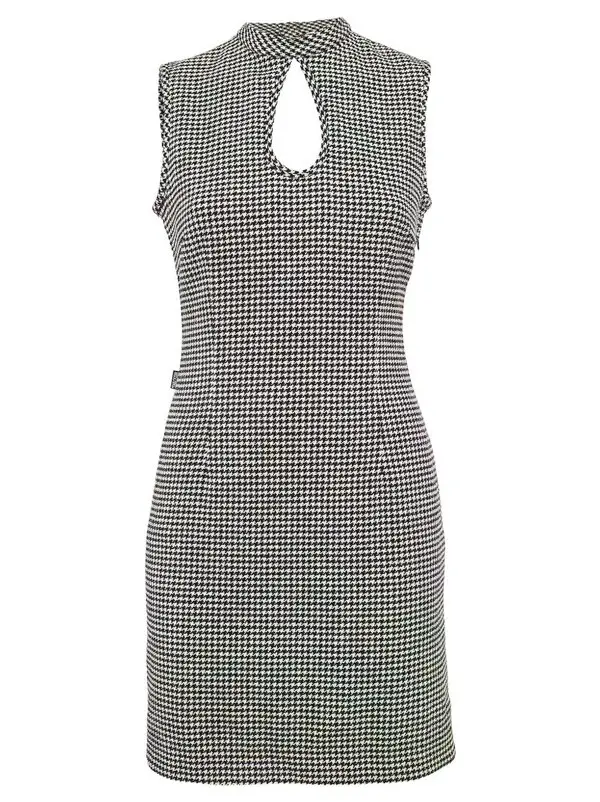 Moschino Houndstooth Keyhole Dress - Black