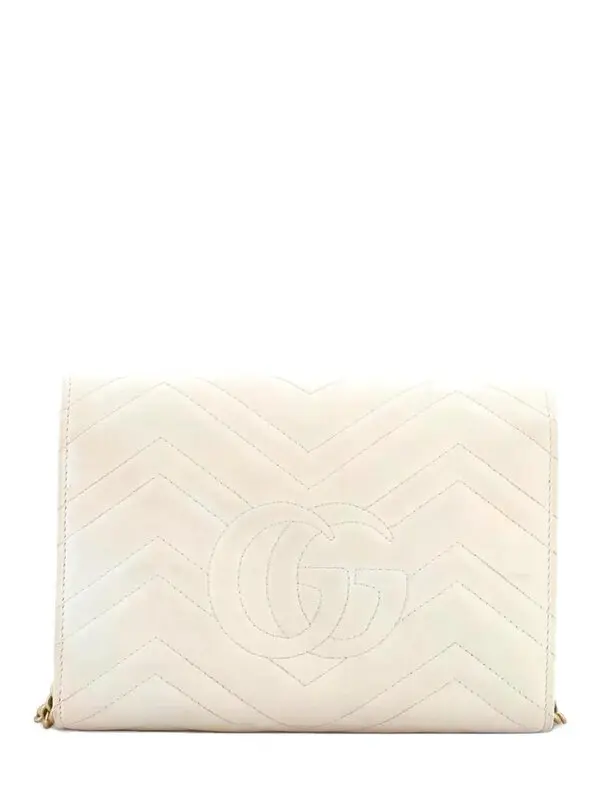 Gucci Gg Marmont Chain Wallet Matelasse Leather Mini Crossbody Bag - Neutrals
