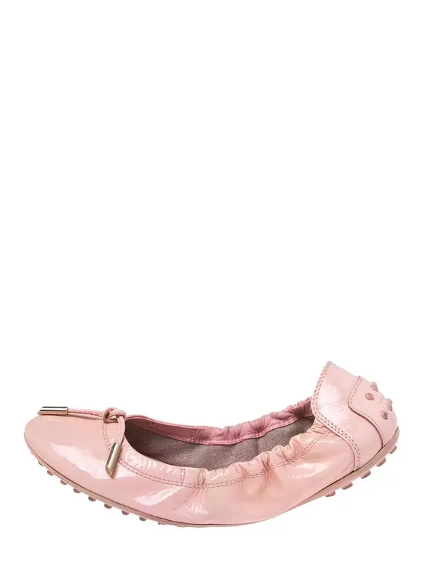 TOD'S Gathered Patent Ballet Flats - Pink