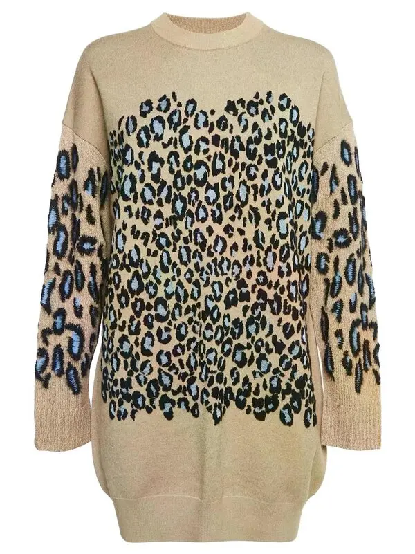 Kenzo Leopard-print Knitted Dress - Neutrals