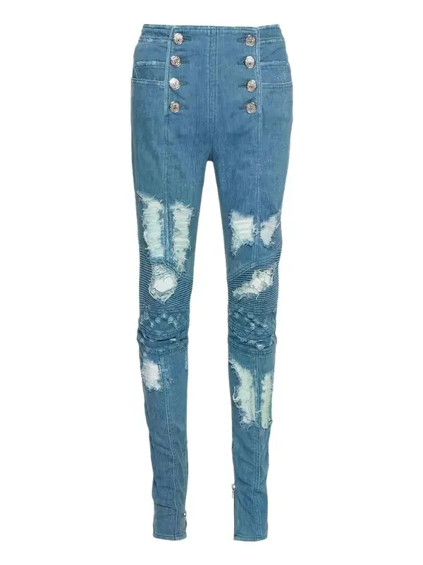 Balmain Ripped Skinny Jeans - Blue