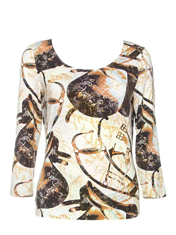 Escada Abstract-pattern Three-quarter Sleeve Blouse - Neutrals