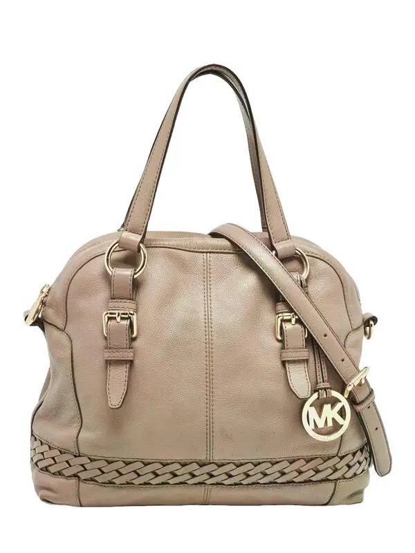 Michael Kors Braided-detail Leather Shoulder Bag - Neutrals