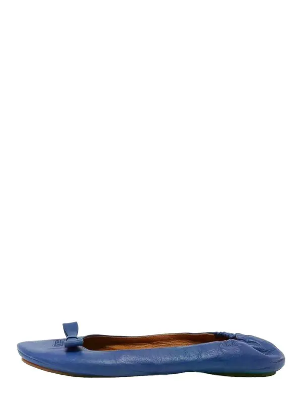 Fendi Logo-lettering Leather Ballet Flats - Blue