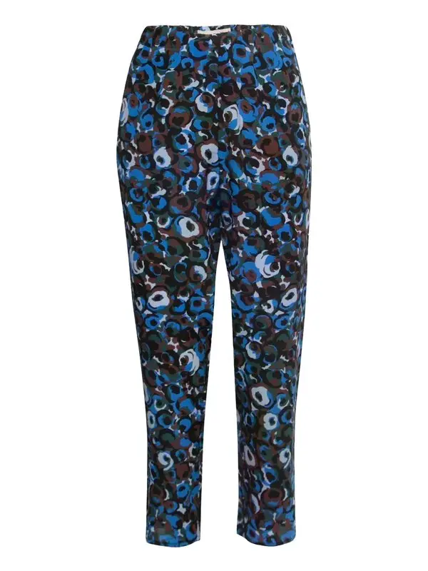 Marni Abstract-print Silk Trousers - Blue