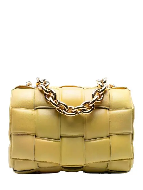 Bottega Veneta 2012-2025 Nappa Intrecciato Padded Chain Cassette Satchel - Yellow