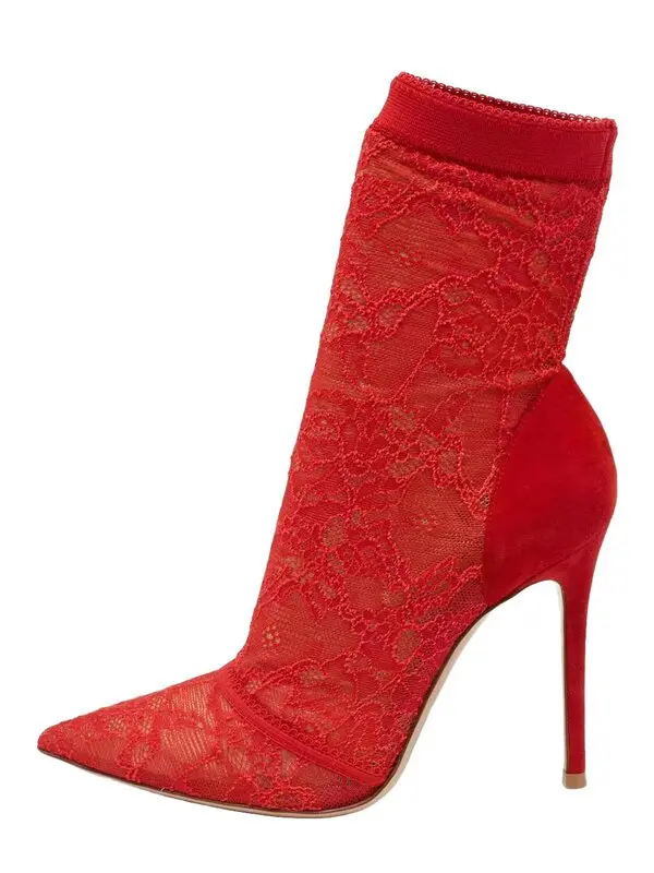 GIANVITO ROSSI 110mm Lace-embellished Ankle Boots - Red