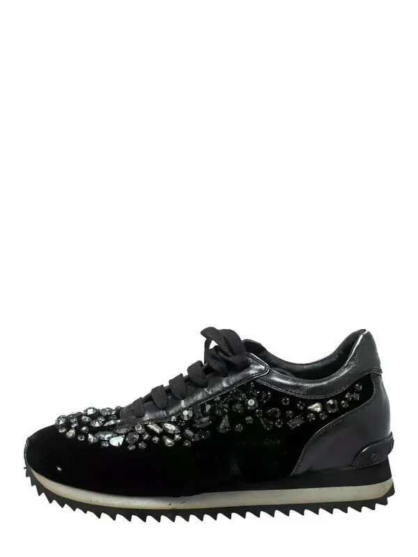 LE SILLA Velvet Crystal Sneakers - Black