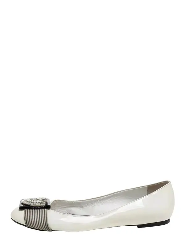 GIUSEPPE ZANOTTI Patent-leather Ballet Flats - White