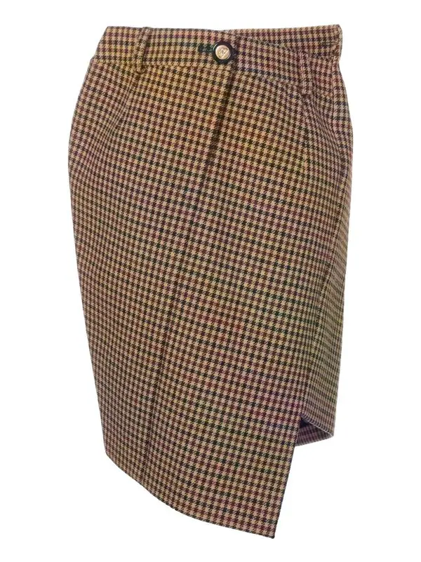 Balenciaga Houndstooth Asymmetric Skirt - Neutrals