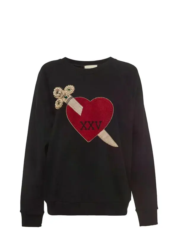 Gucci Heart-embroidered Sweatshirt - Black