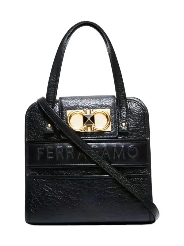 FERRAGAMO Mini Gancini-buckle Two-way Handbag - Black