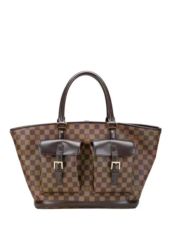 LOUIS VUITTON 2003 Damier Ebene Manosque Gm Tote Bag - Brown