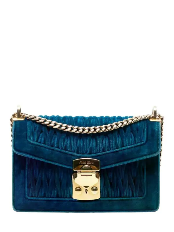 Miu Miu Pre-owned Velluto Matelasse Confidential Chain Crossbody Bag - Blue