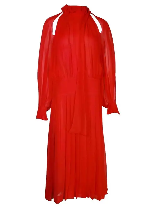 Victoria Beckham Sheer-sleeve Midi Dress - Red