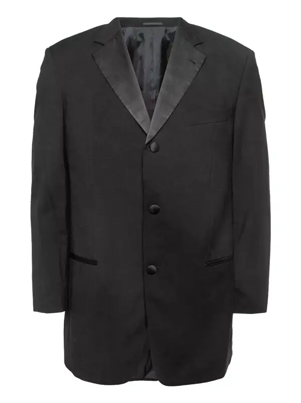 Hugo Boss Satin-lapel Wool Blazer - Black
