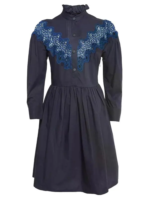 Sandro Lace Yoke Mini Dress - Blue