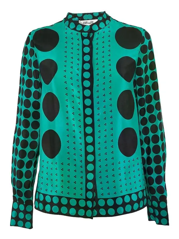 Diane Von Furstenberg Polka Dot Silk Shirt - Green