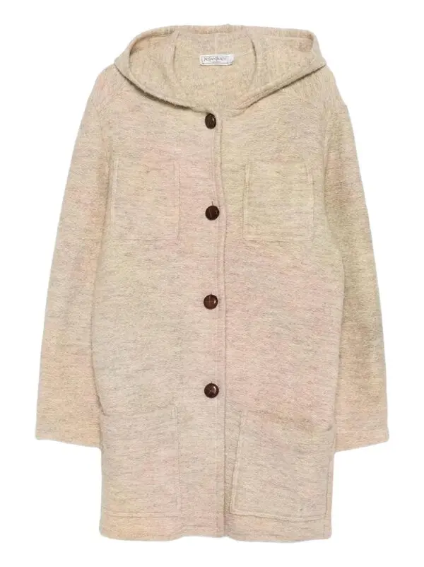 Saint Laurent 1990s Wool Hooded Coat - Neutrals